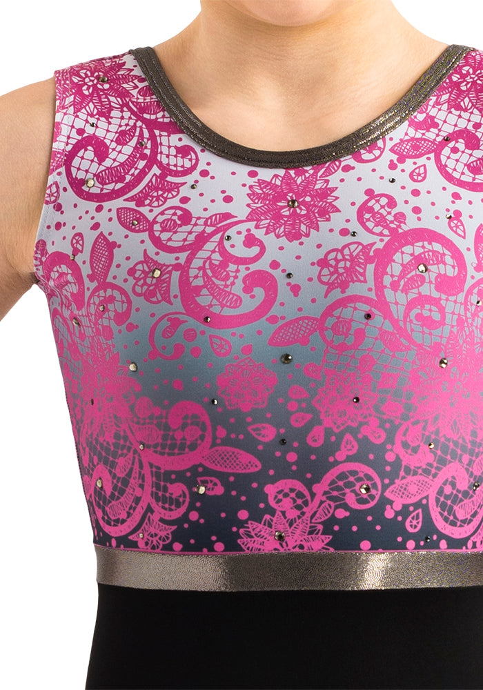 Ervy Feyra Leotard (Black and Graphite Print) - Elite Gymnastics